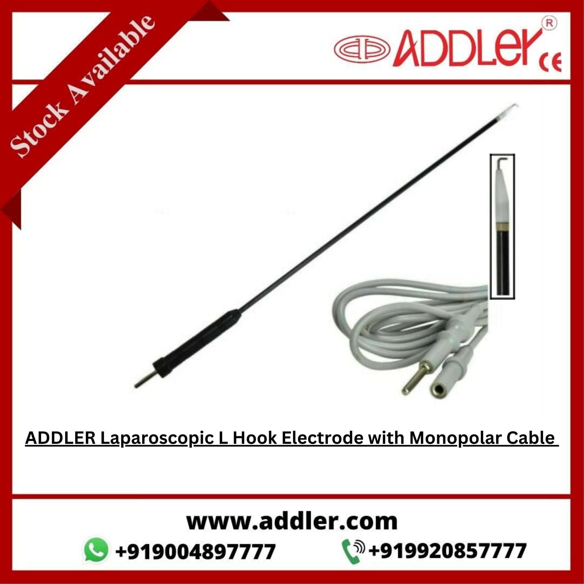 ADDLER Laparoscopy L Hook Electrode Monopolar Cable Laparoscopic ...